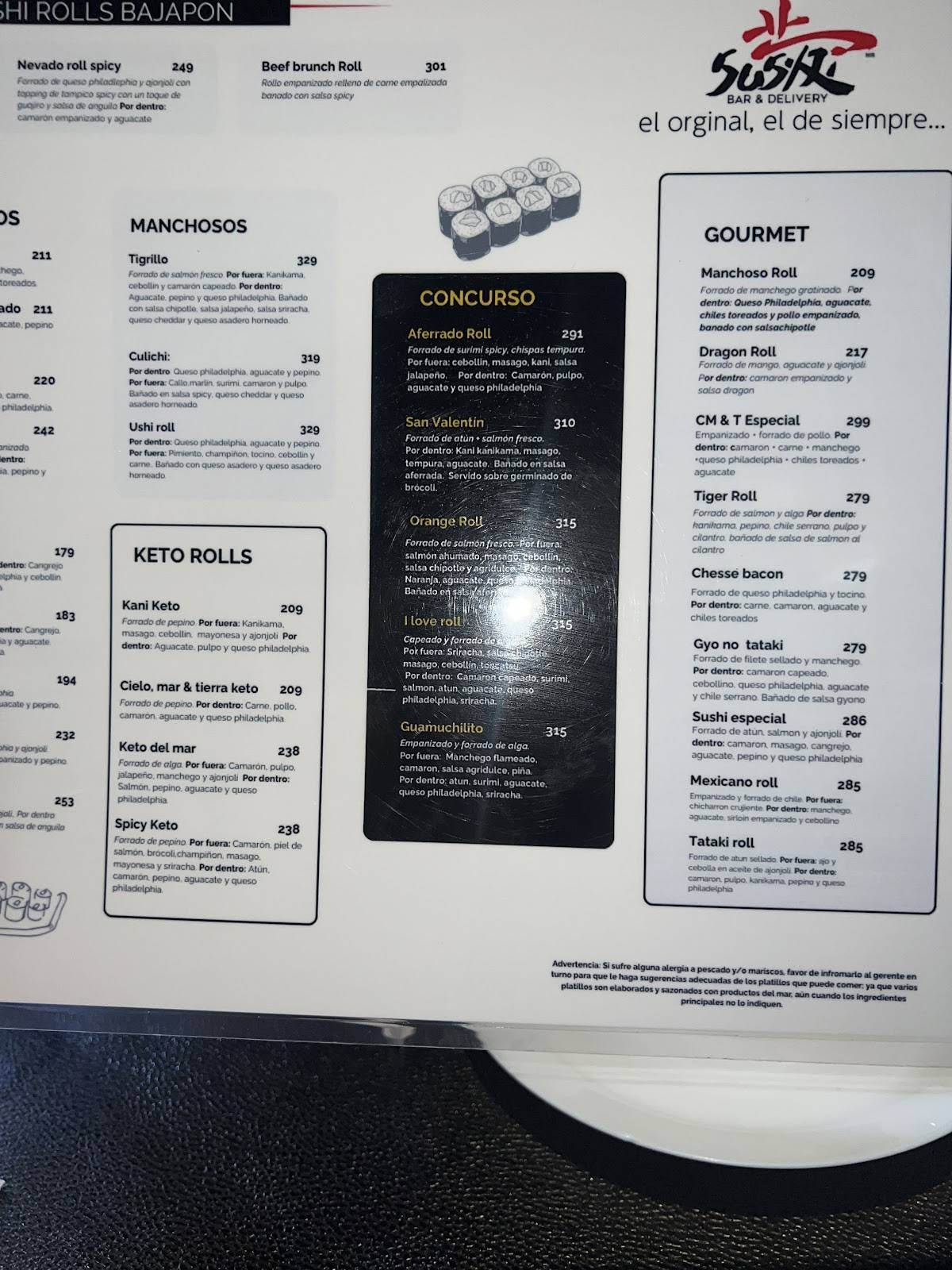 Carta de Sushi Bar & Delivery, Mexicali, Calzada Cetys 1385 Centro ...