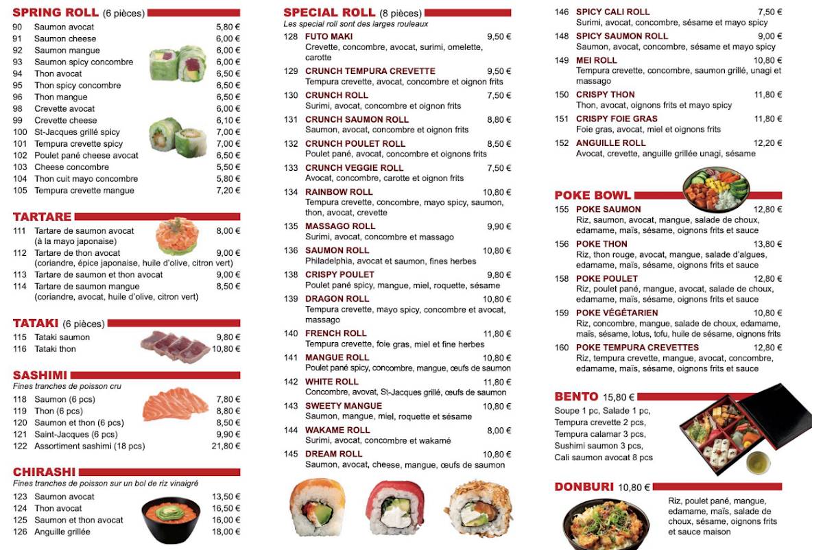 Speisekarte von Sushi Hut, Herstal
