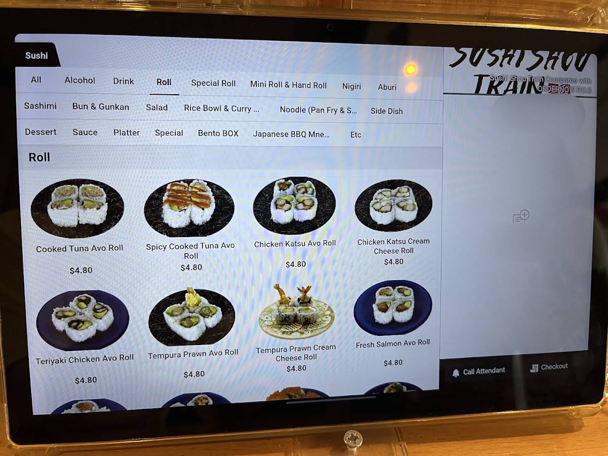 Menu at Sushi Shou Train restaurant, Coorparoo