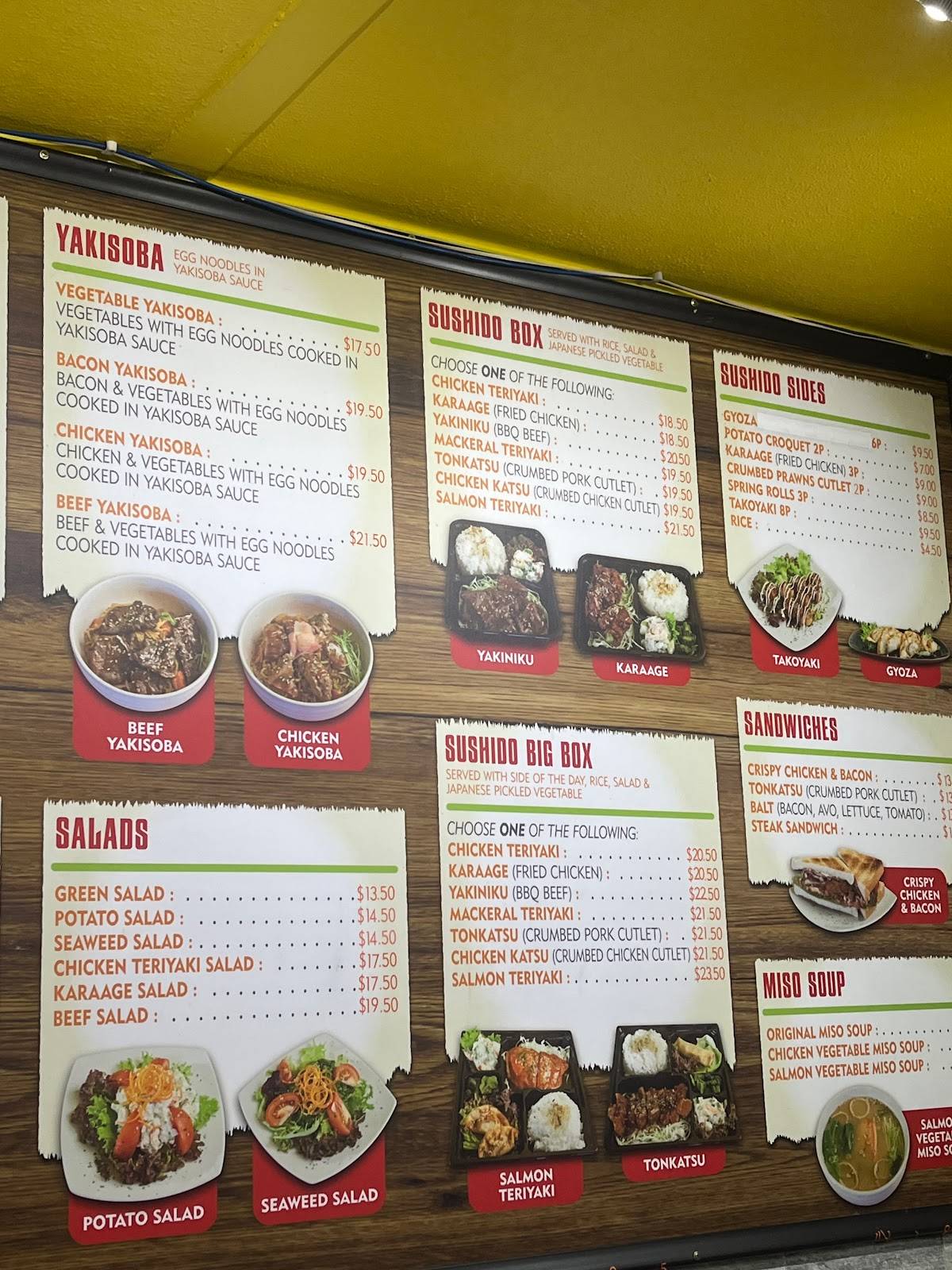 Menu at Sushido Japanese Kitchen/Cafe, Manoora