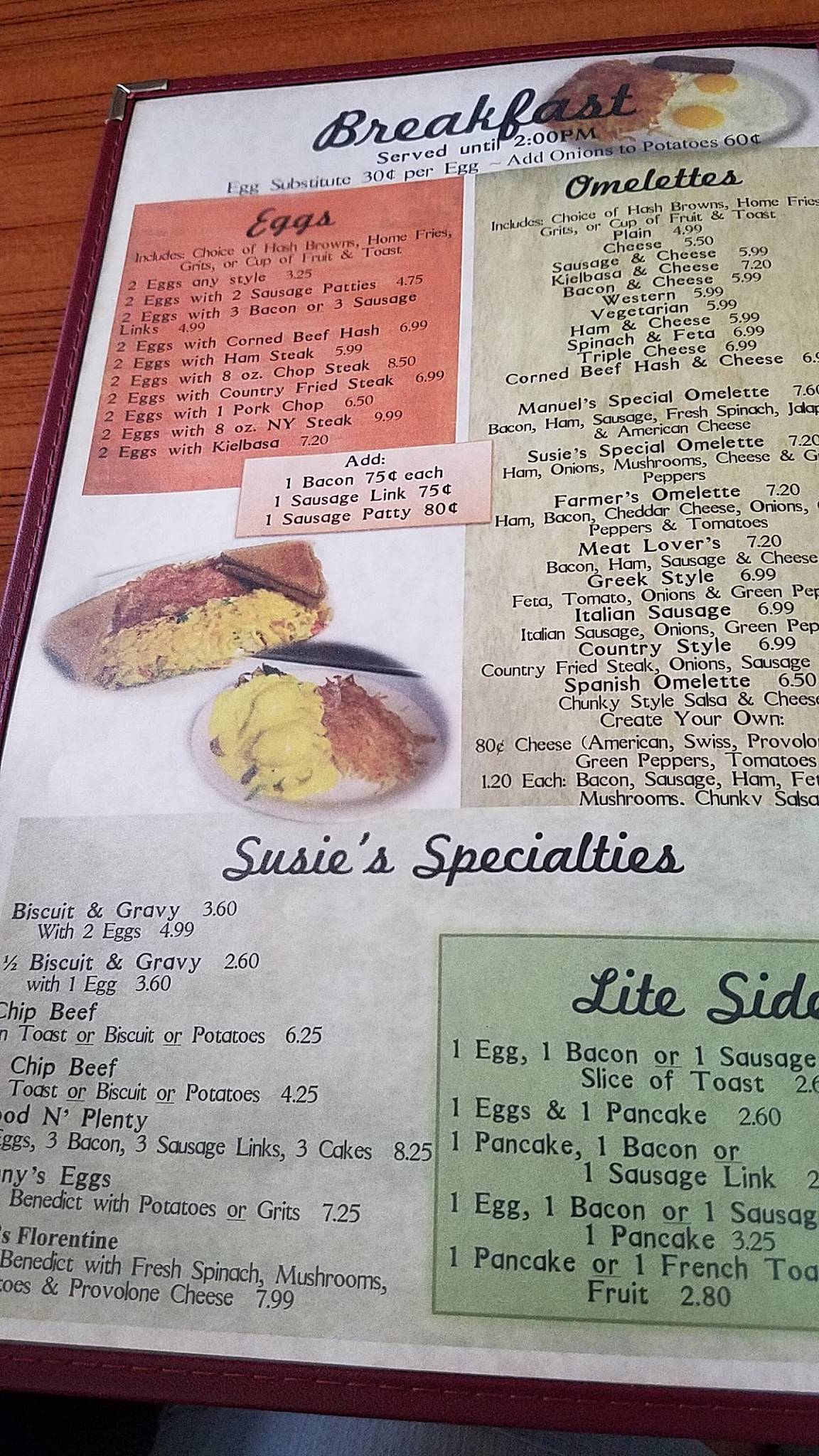 Menu at Susie's Too Family restaurant, New Port Richey