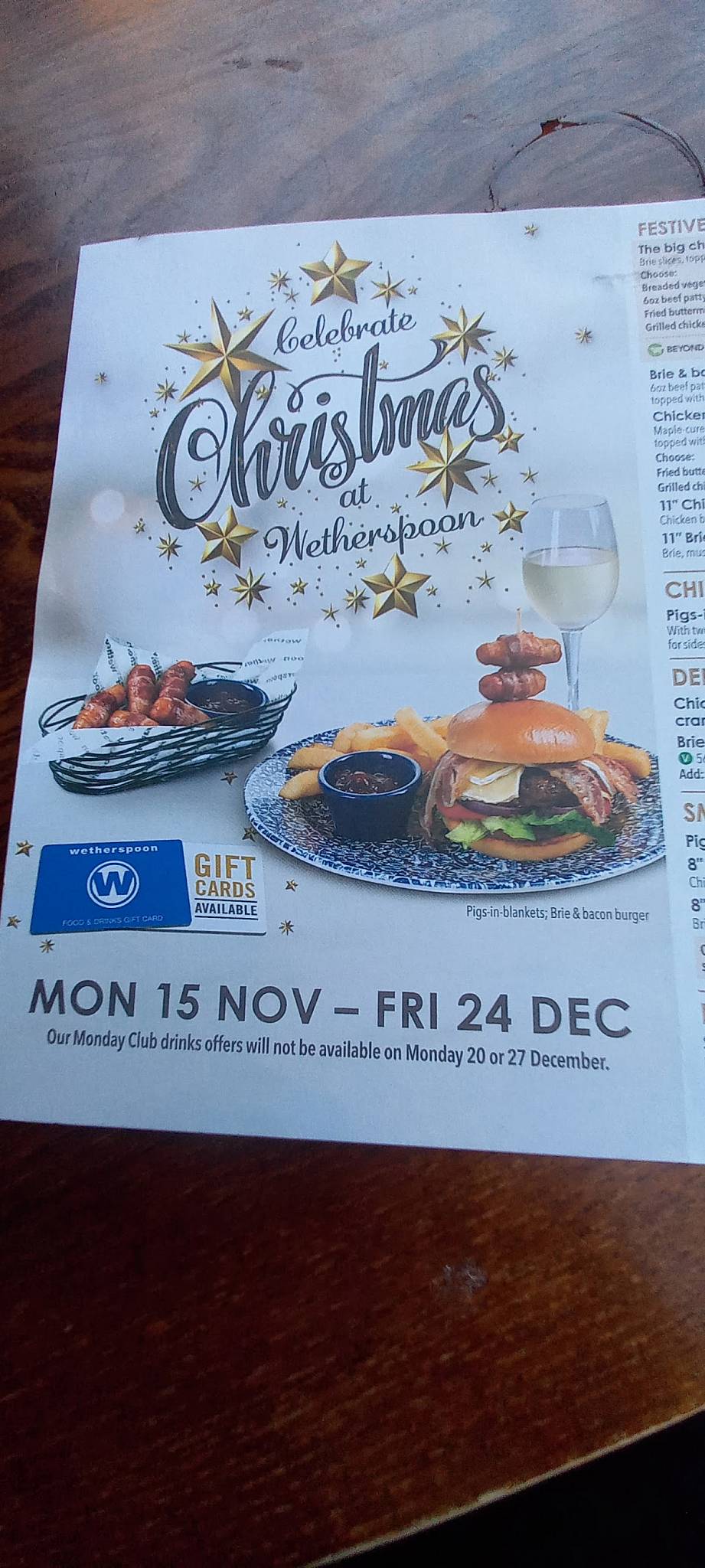 Menu at The Bottle of Sack - JD Wetherspoon pub & bar, Sutton Coldfield