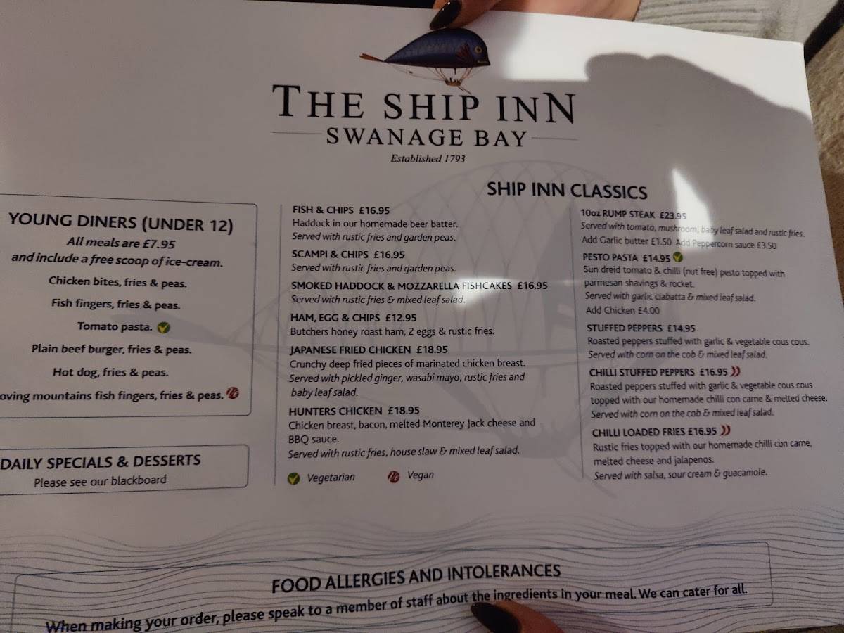 Menu at The Ship Inn pub & bar, Swanage, 23A High St