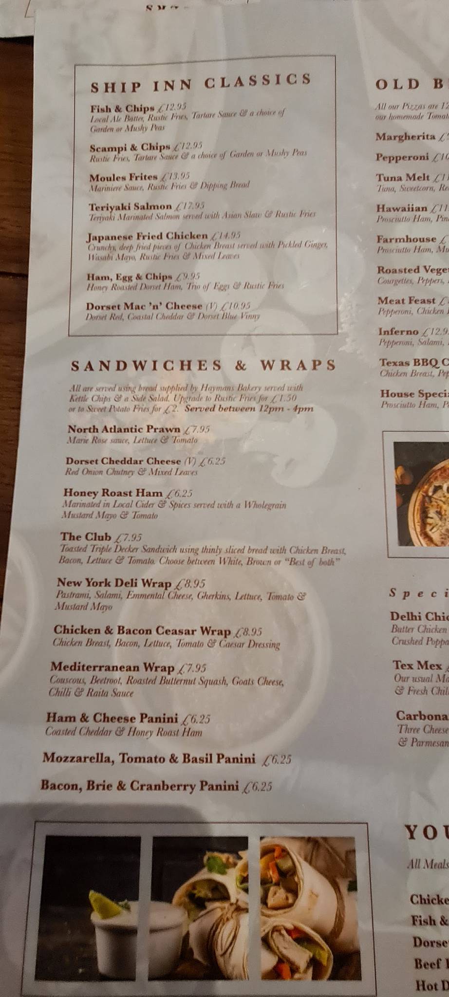 Menu at The Ship Inn pub & bar, Swanage, 23A High St