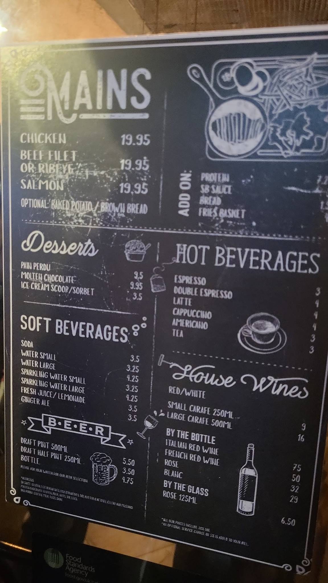 Menu at Swiss Butter steakhouse, London