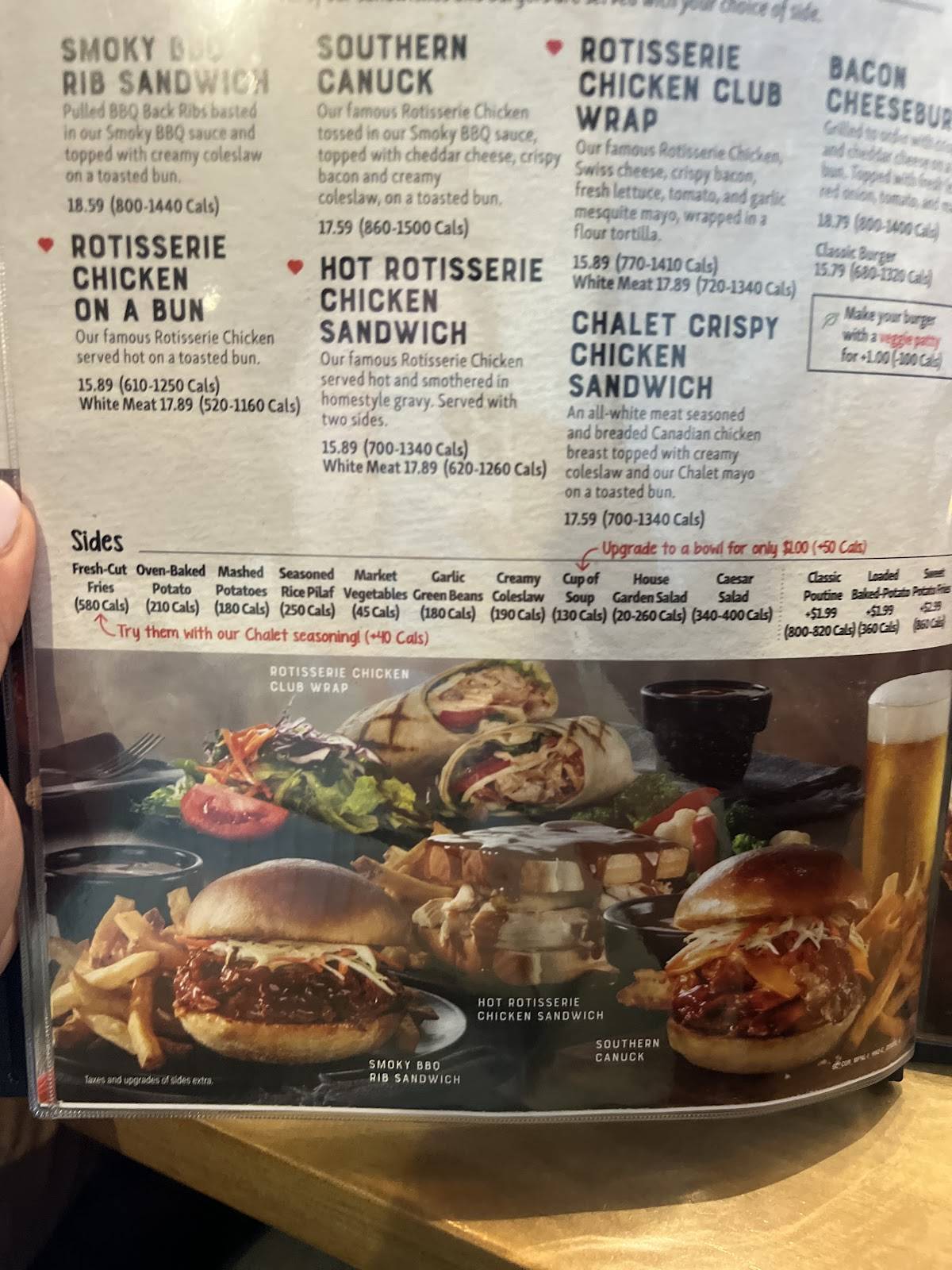 Menu at Swiss Chalet restaurant, Barrie, 397 Bayfield St