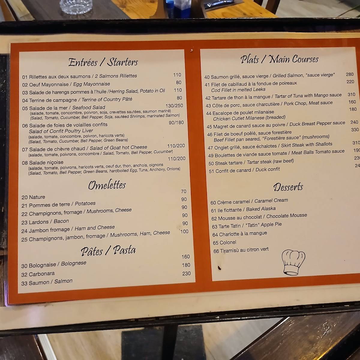 Menu at T RESTAURANT "Chez Philippe", Pattaya City