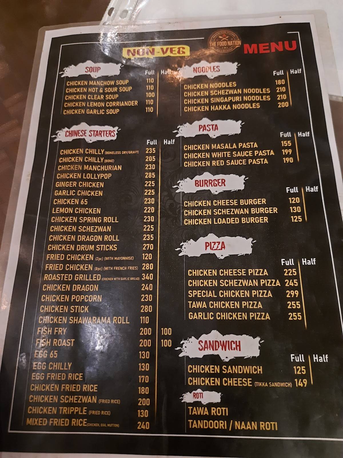 Menu at THE FOOD NATION, Jagdalpur