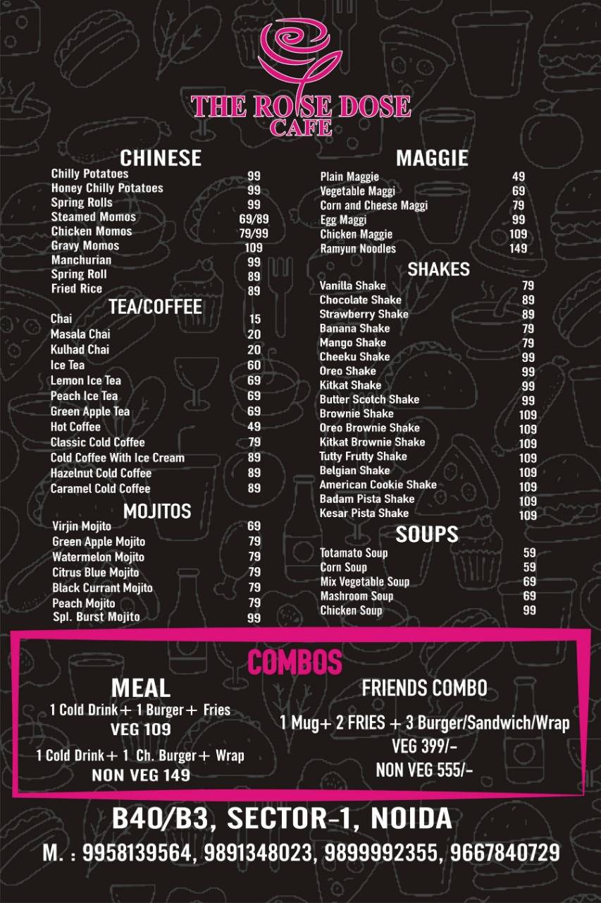 Menu at THE ROSE DOSE CAFE, Noida