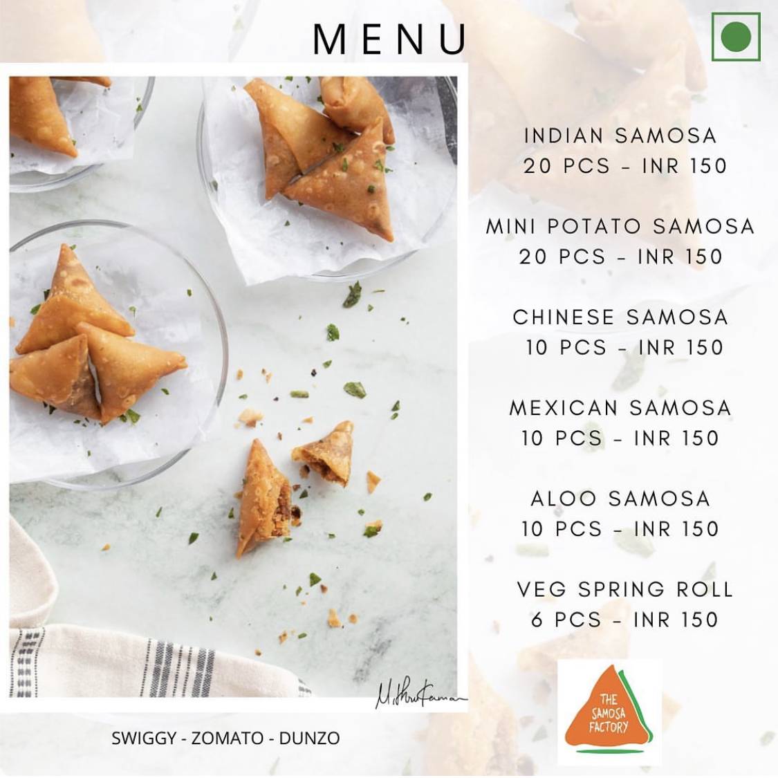 Menu at THE SAMOSA FACTORY SALIGRAMAM, Chennai