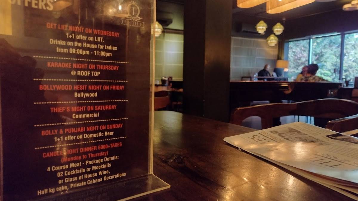 Menu at THE THIEF, Chennai