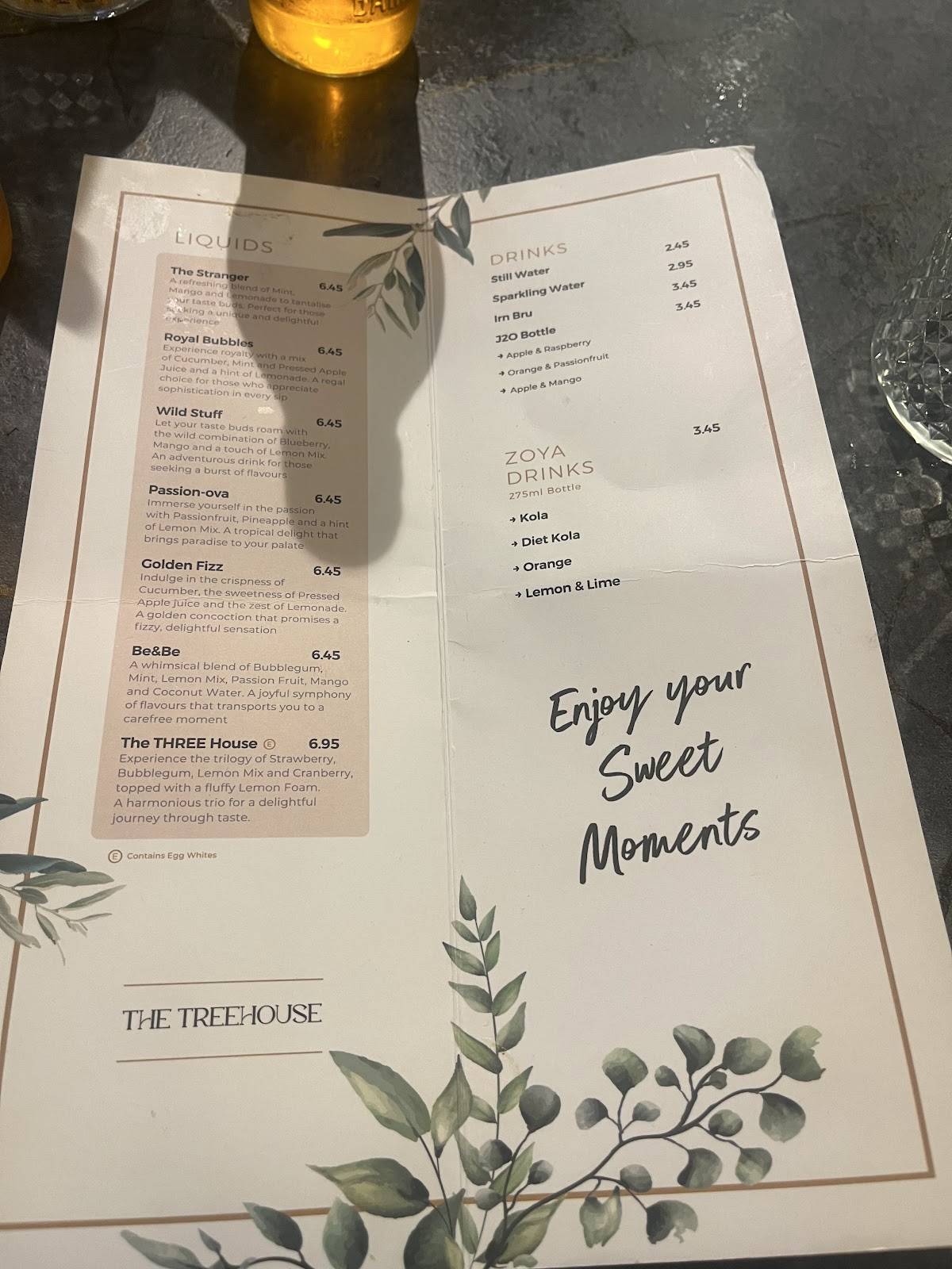 Menu at THE TREEHOUSE restaurant, Batley