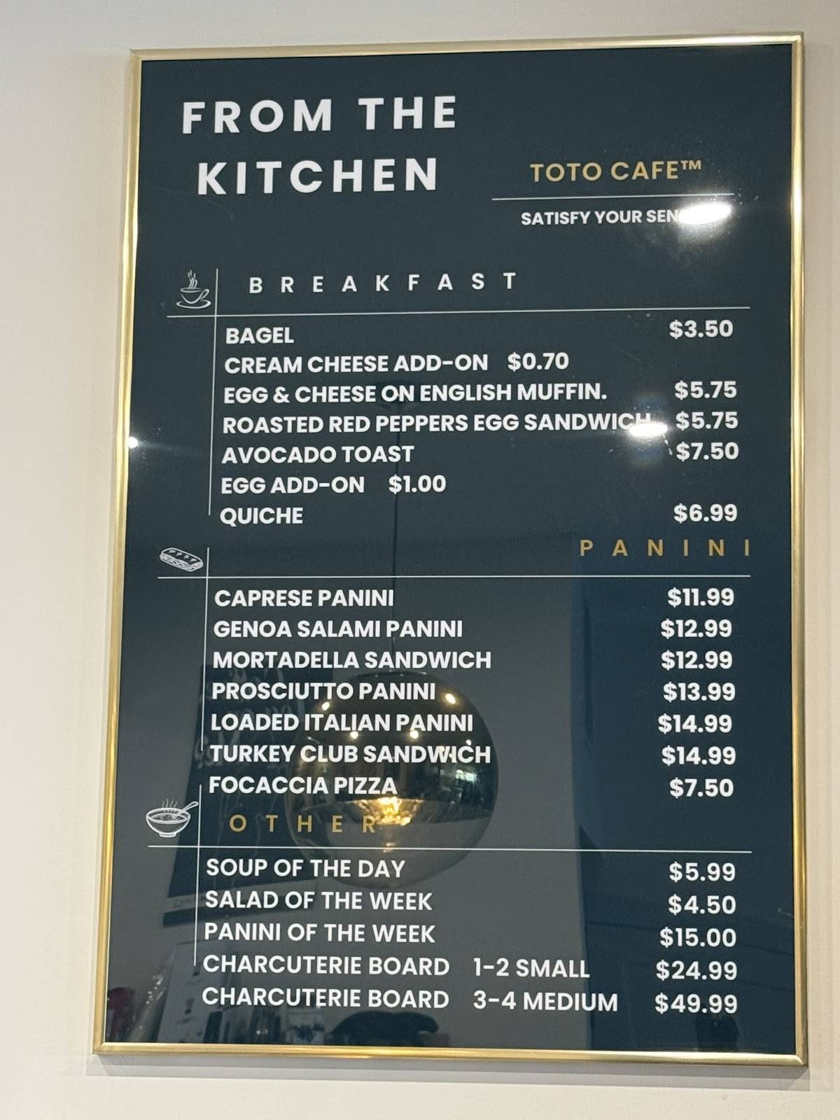 Menu at TOTO CAFE, Tecumseh