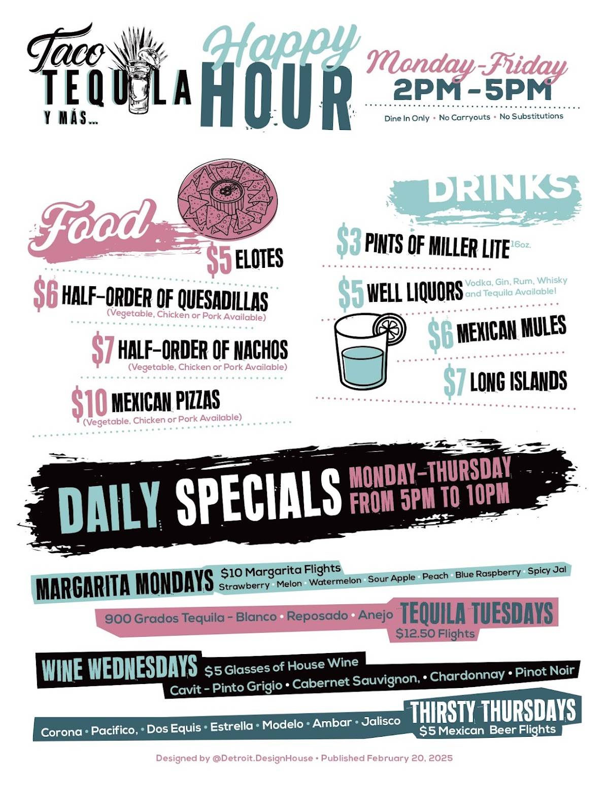 Menu at Taco Tequila Y Mas restaurant, Madison Heights