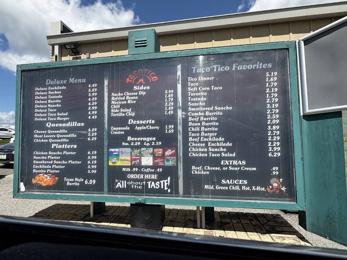 Menu at Taco Tico restaurant, Mason City, 4th St SW