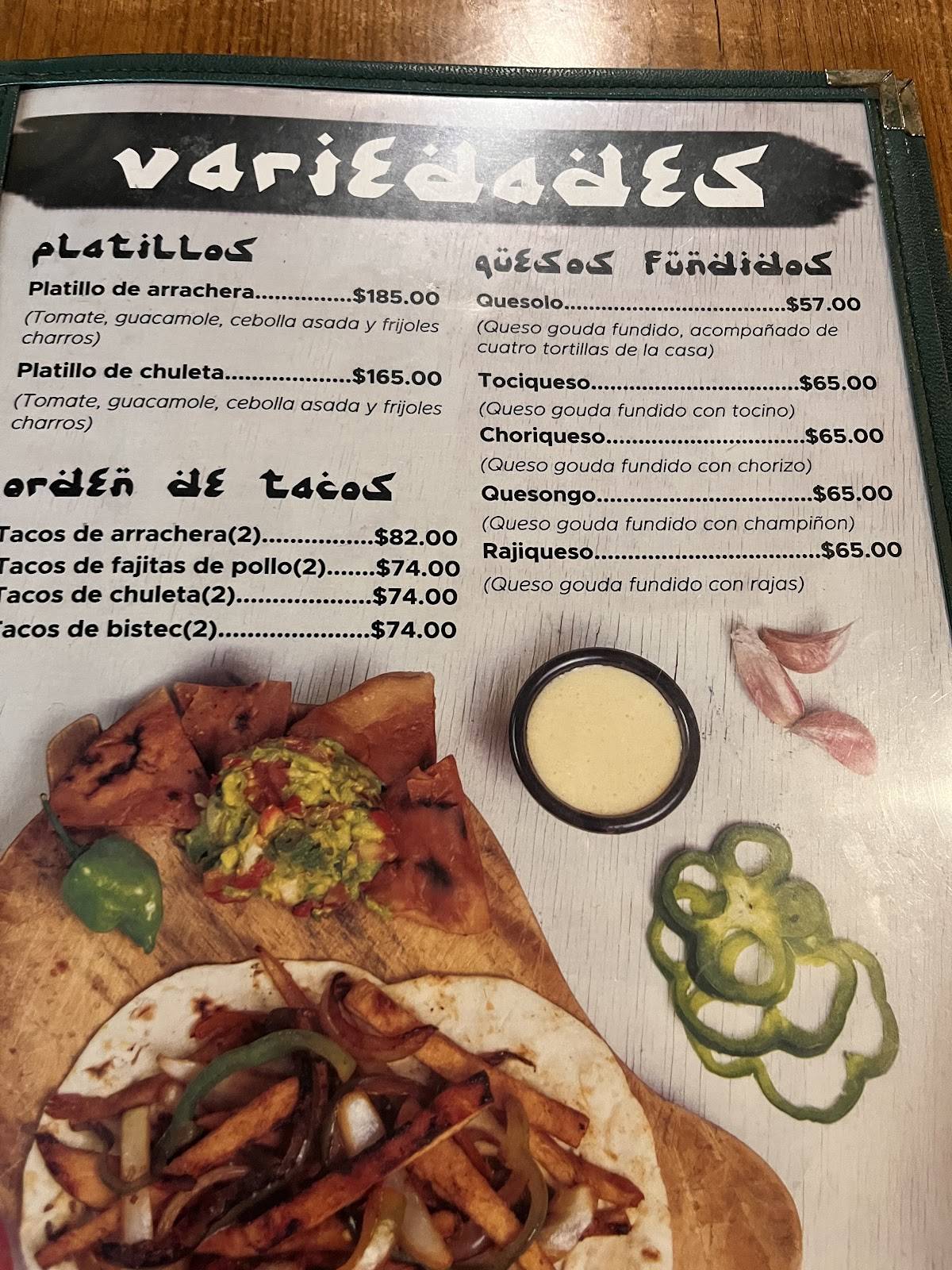 Carta del restaurante Taco árabe Av. Yucatán, Merida