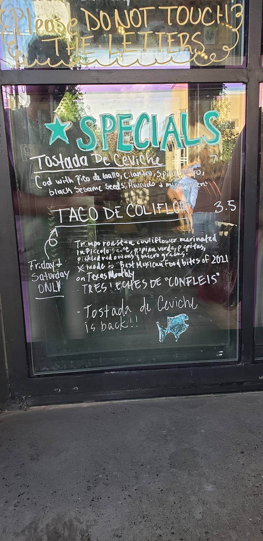 Menu at Taconeta restaurant, El Paso