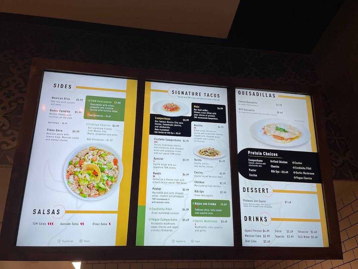 Carta del restaurante Tacos Don Manolito, Los Angeles