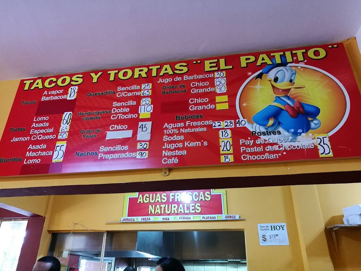 Carta del restaurante El Patito Revolución, Tecate