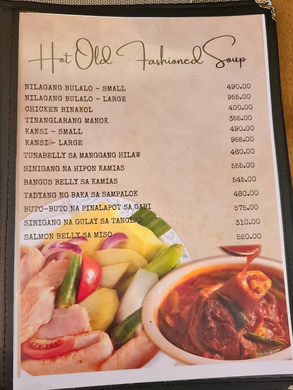 Menu at Pamana Restaurant - Tagaytay, Tagaytay