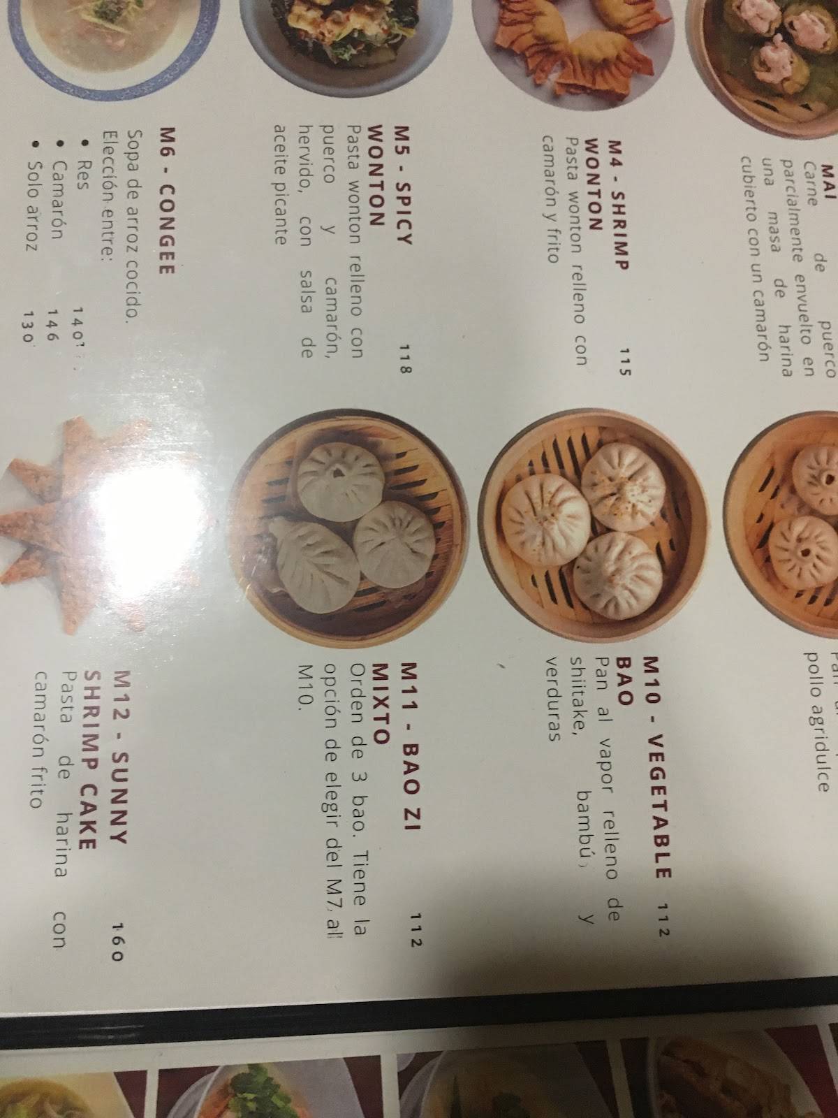 Menu at Taiwan Dim Sum restaurant, Monterrey