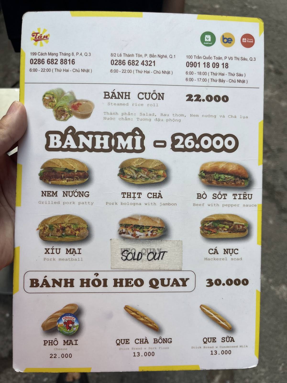 Menu at Tân Cà Phê - Lê Thánh Tôn cafe, Ho Chi Minh City, CJ Building
