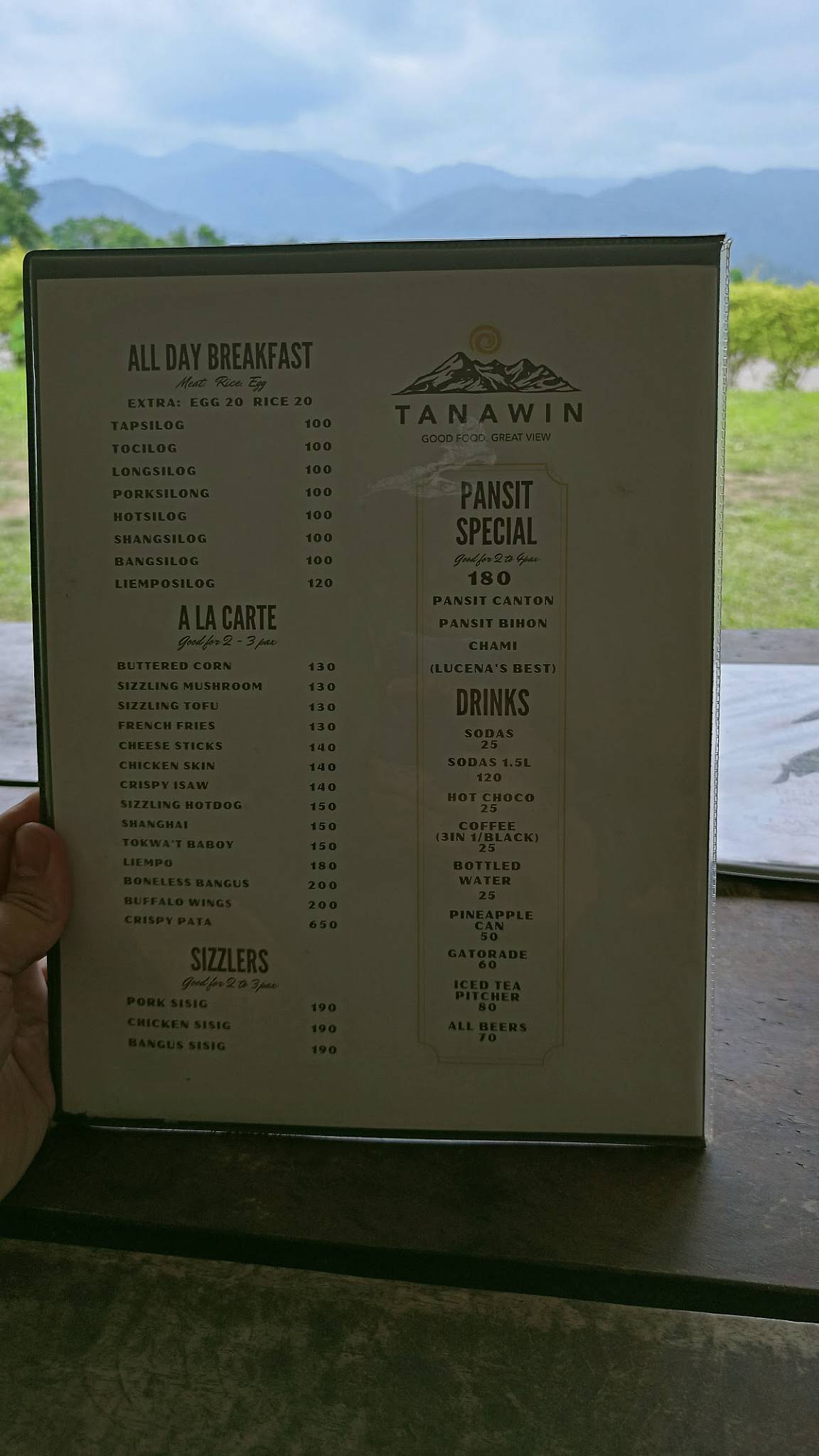 Menu at Tanawin restaurant, Antipolo