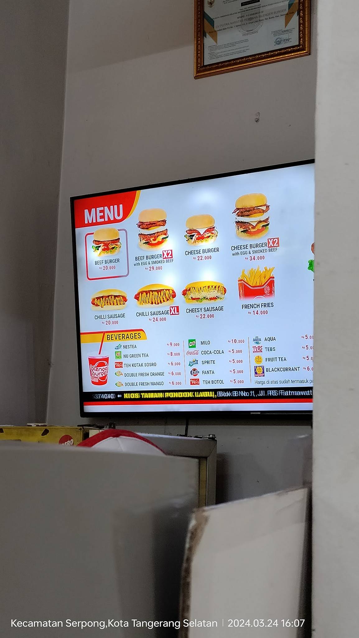 Carta del restaurante Blenger Burger, Tangerang del Sur, Ruko ...