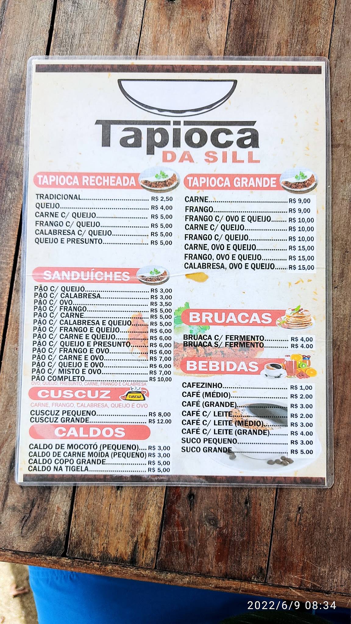 Menu em Tapioca da Sill, Fortaleza