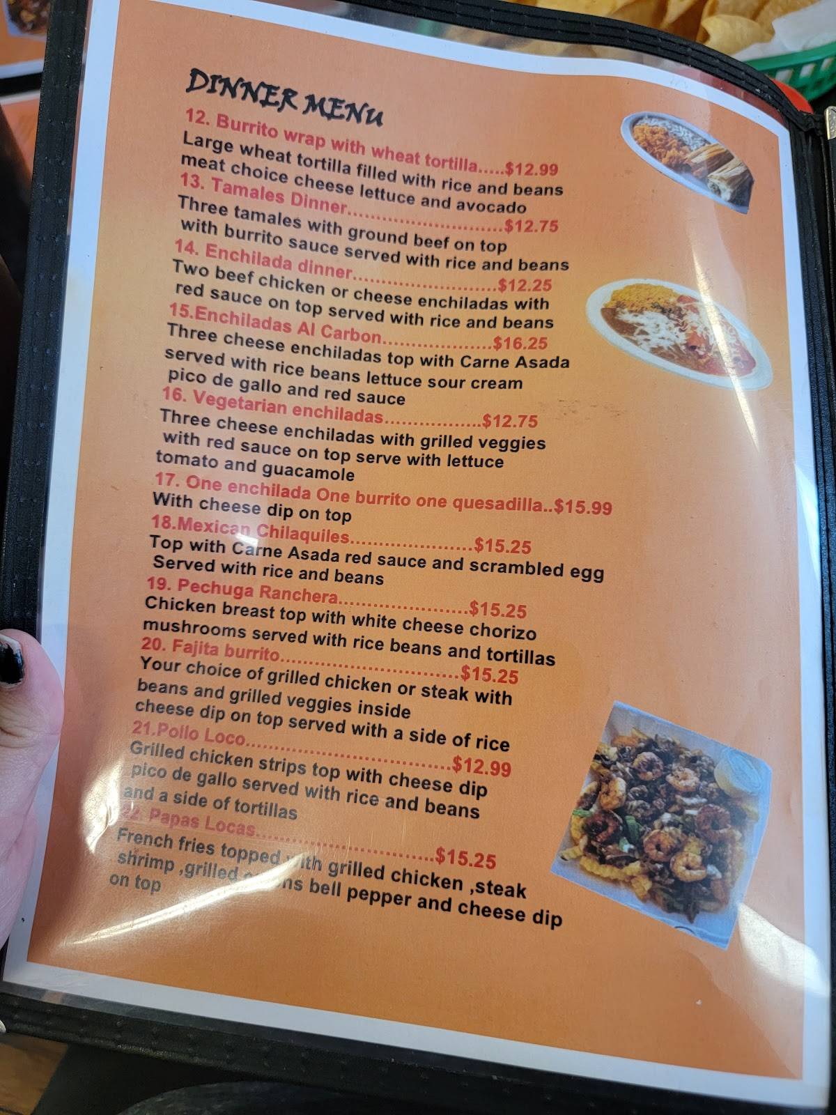 Menu at Taqueria los Sánchez restaurant, Lake Charles