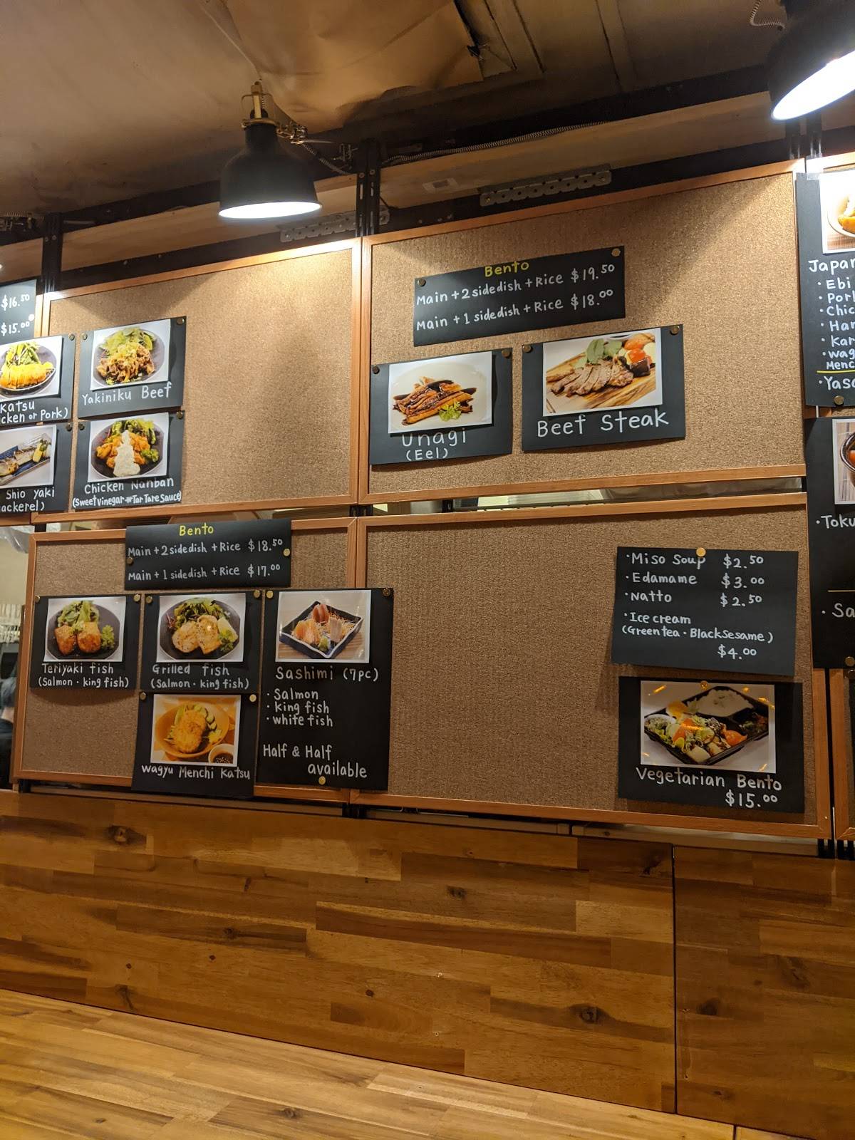Menu at Taruhachi Bento restaurant, North Sydney