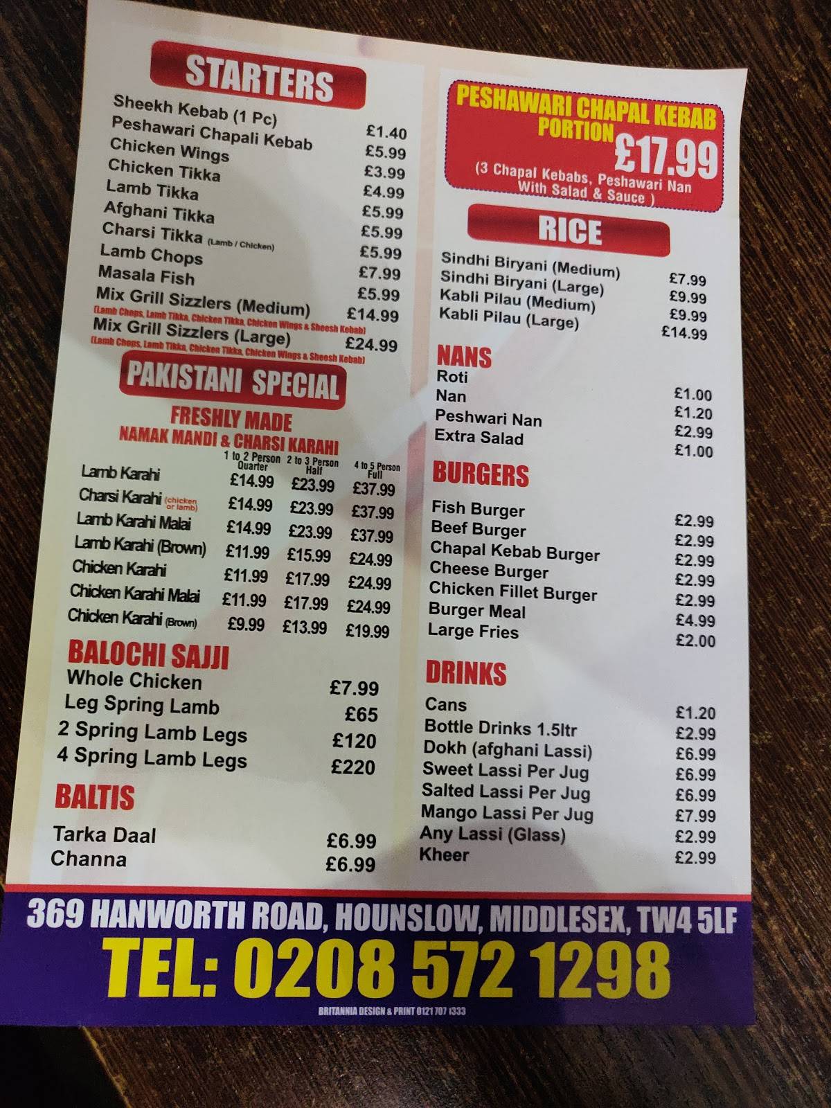 Menu at Taste of Pakistan Restaurant and Take away, London