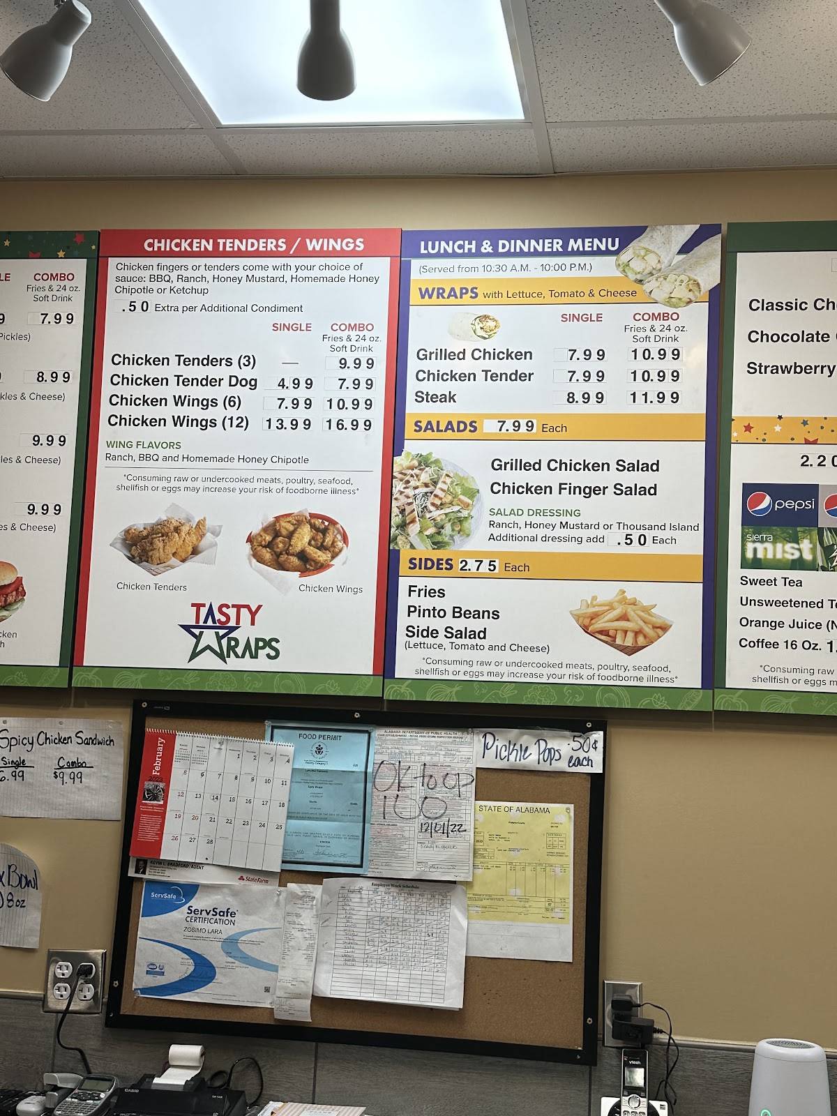 Menu at Tasty Wraps restaurant, Gordo