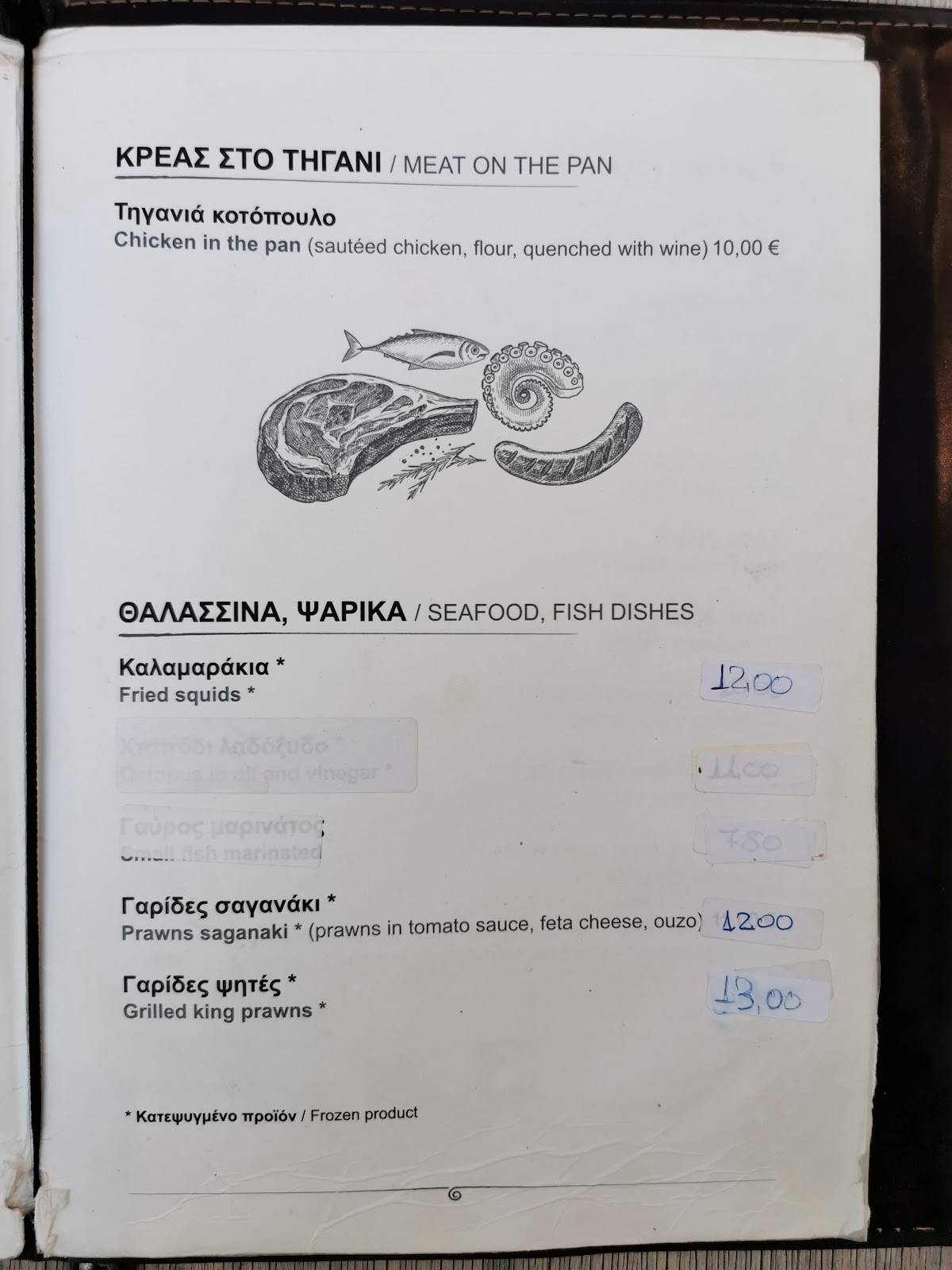 Menu at Taverna Karavolos, Poros