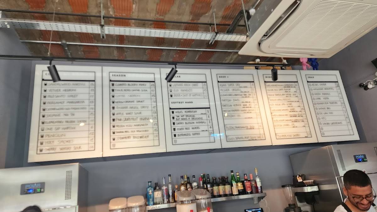 Menu at Tayēr + Elementary pub & bar, London