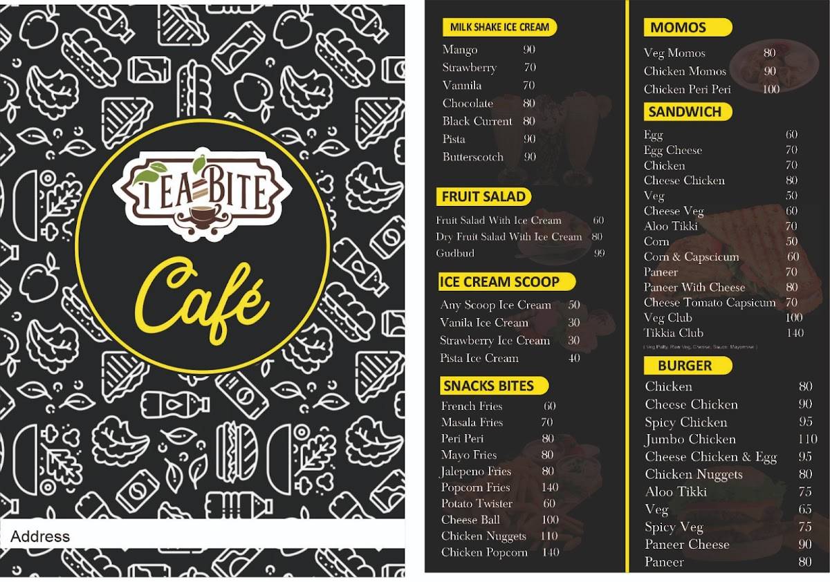 Menu at Tea Bite Cafe & Snacks, Mangaluru