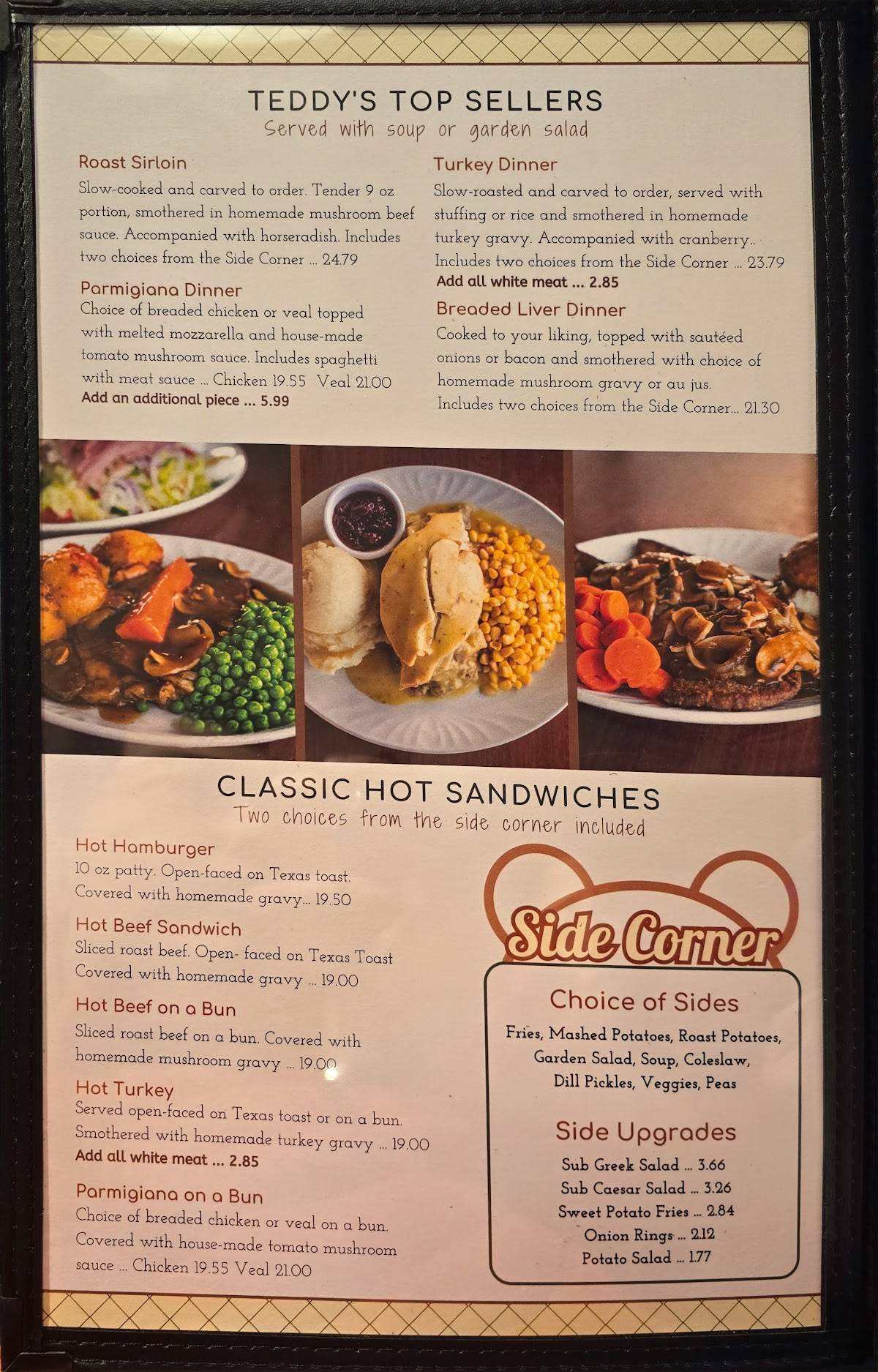 Menu at Teddy's Restaurant & Deli, Oshawa