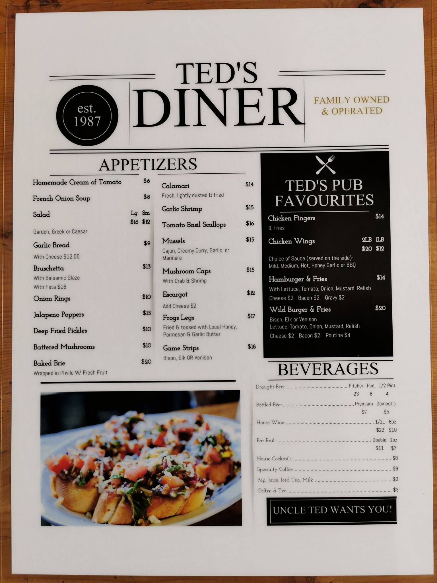 Menu at Ted's Range Road Diner restaurant, Meaford, RR1