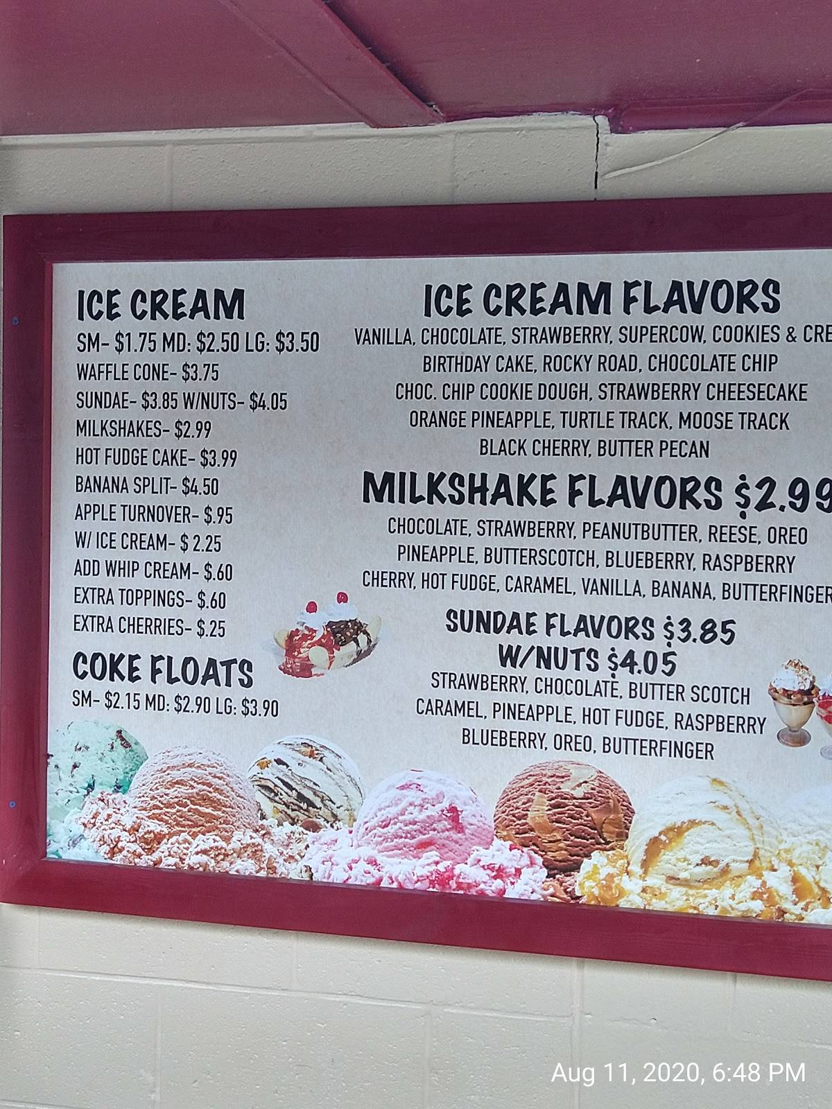 Menu at Tellico Beach Drive In restaurant, Tellico Plains