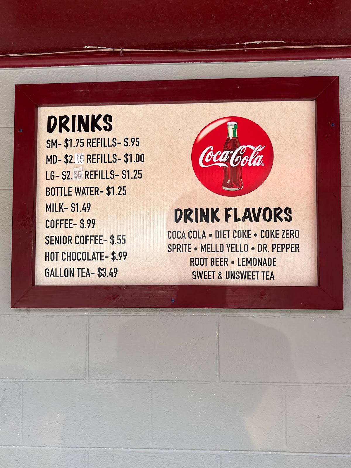 Menu at Tellico Beach Drive In restaurant, Tellico Plains