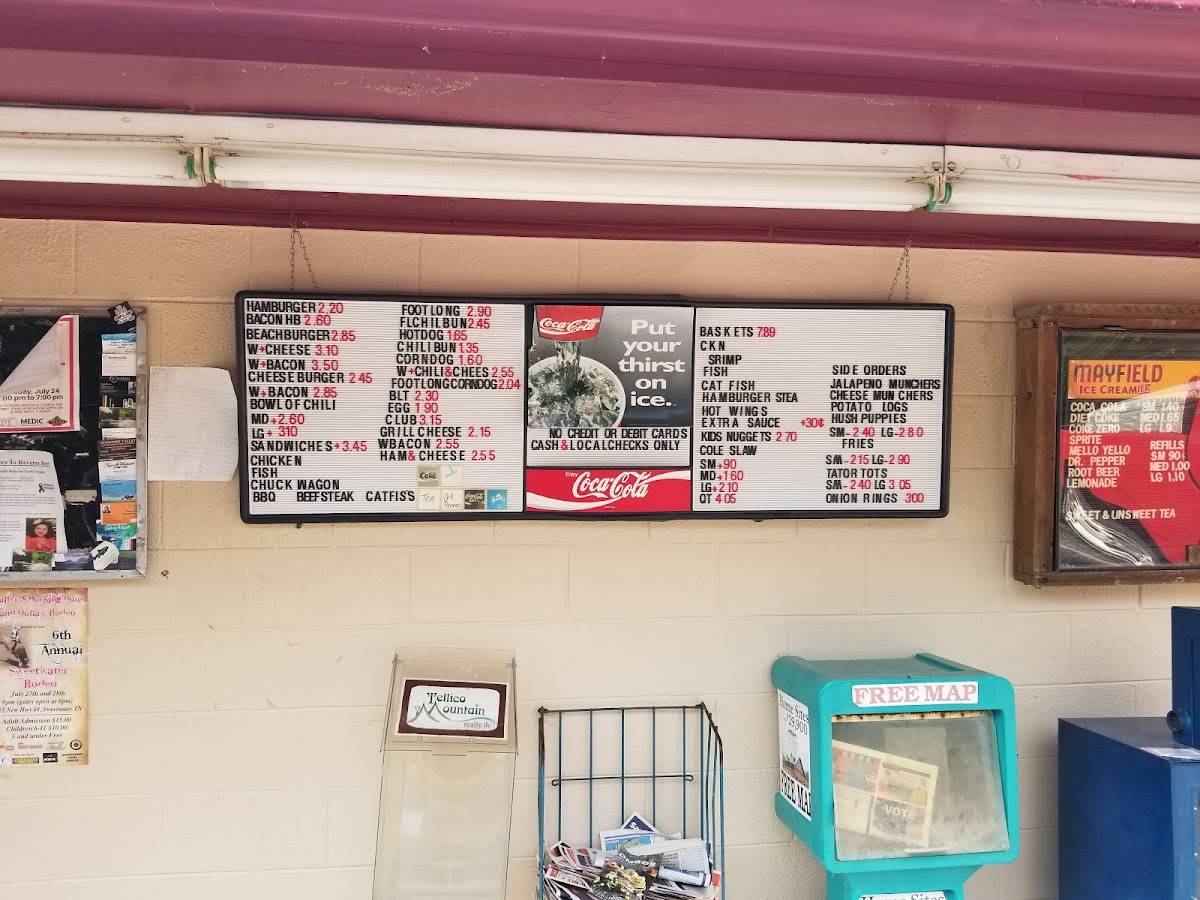 Menu at Tellico Beach Drive In restaurant, Tellico Plains