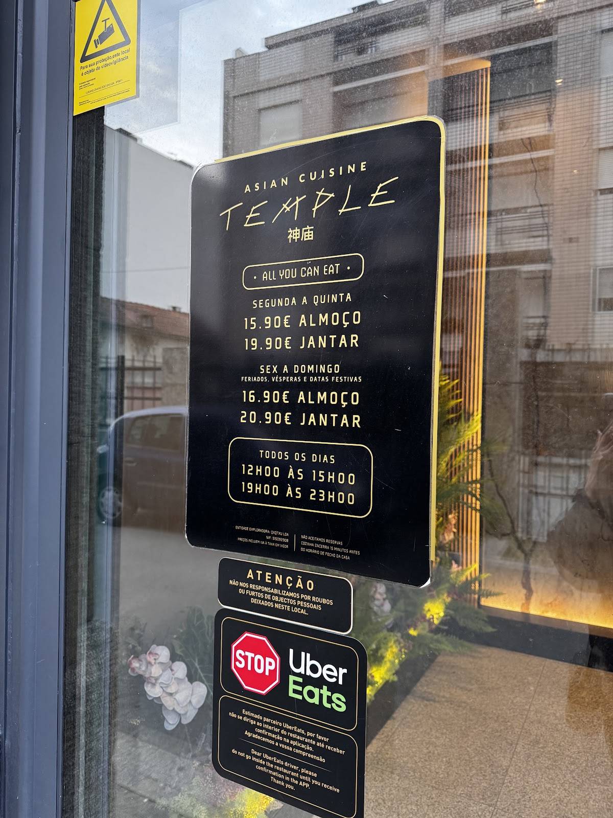 Menu em Temple Rio restaurante, Rio Tinto