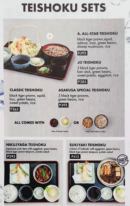 Menu at Tenya (ASEANA, Macapagal Blvd) restaurant, Parañaque