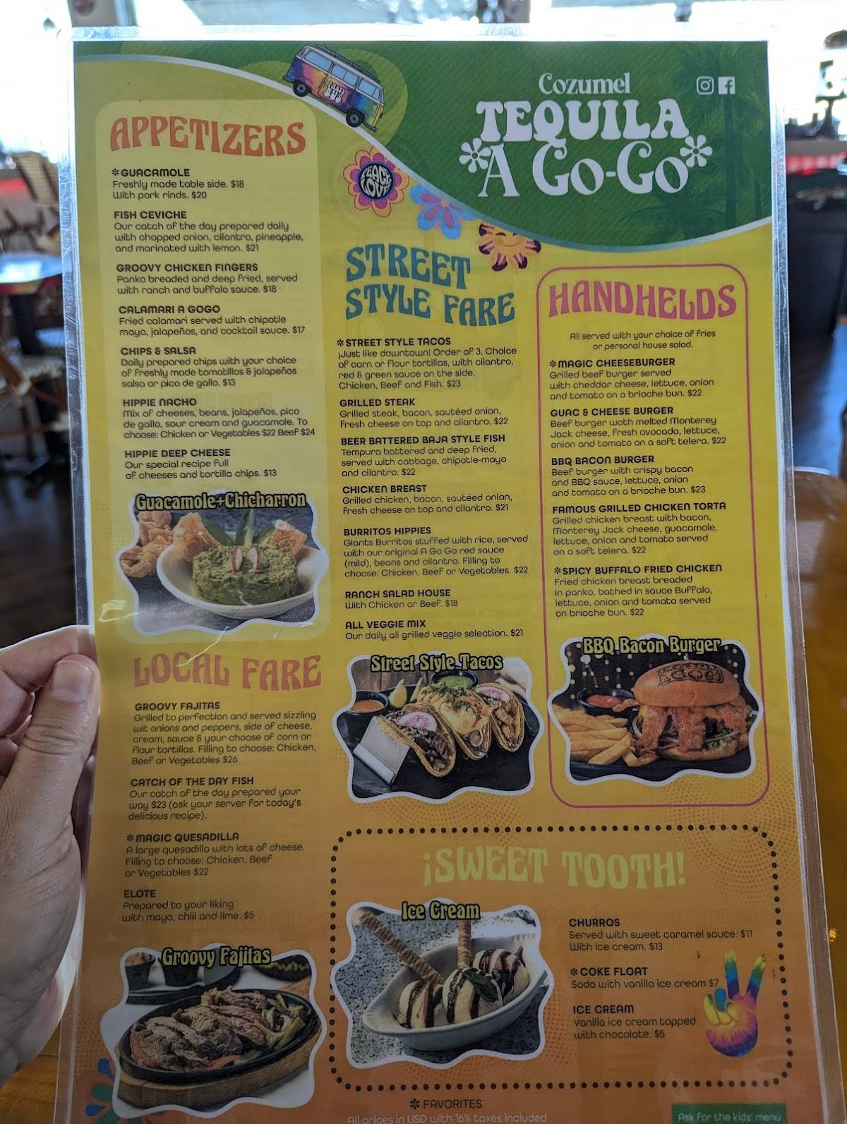 Menu at Tequila a GoGo pub & bar, San Miguel de Cozumel