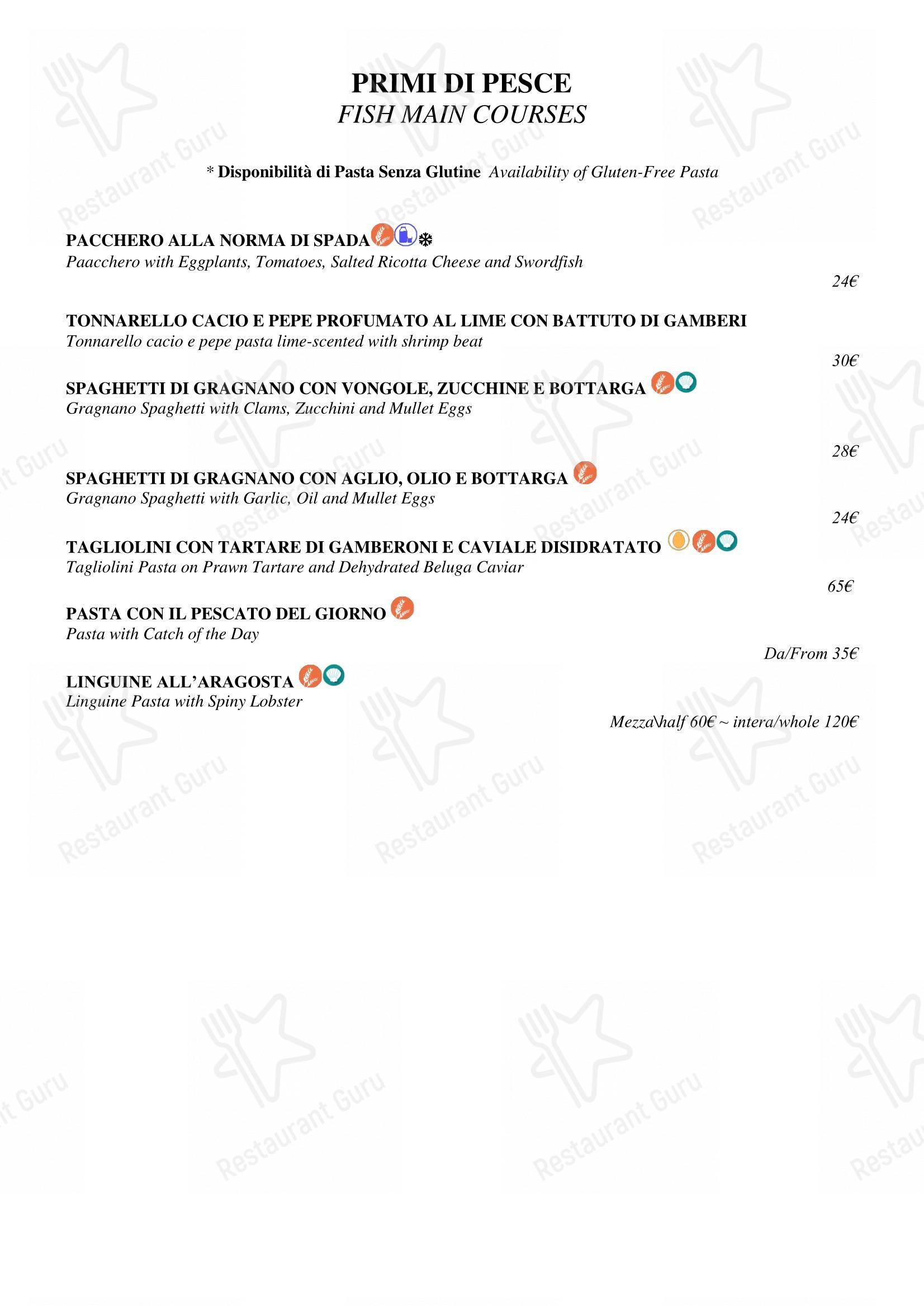 Menu at Terrazza Borromini restaurant, Rome