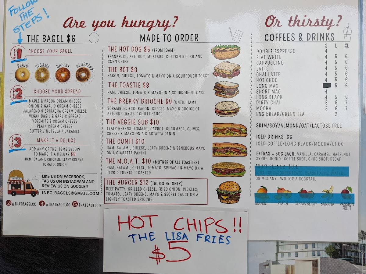Menu at Terry's (That Bagel Truck) cafe, Osborne Park