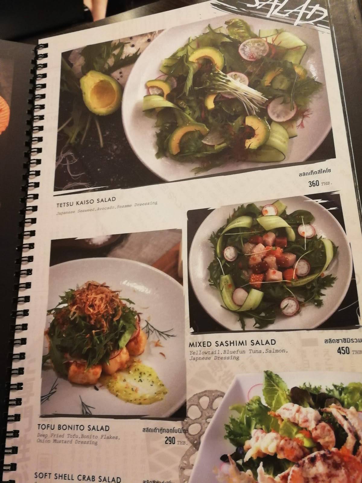 Menu at Tetsu Urban Yakiniku Bar, Bangkok