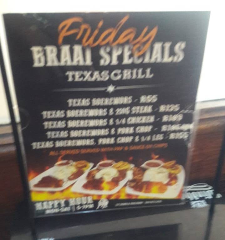 Menu at Texas Grill restaurant, George