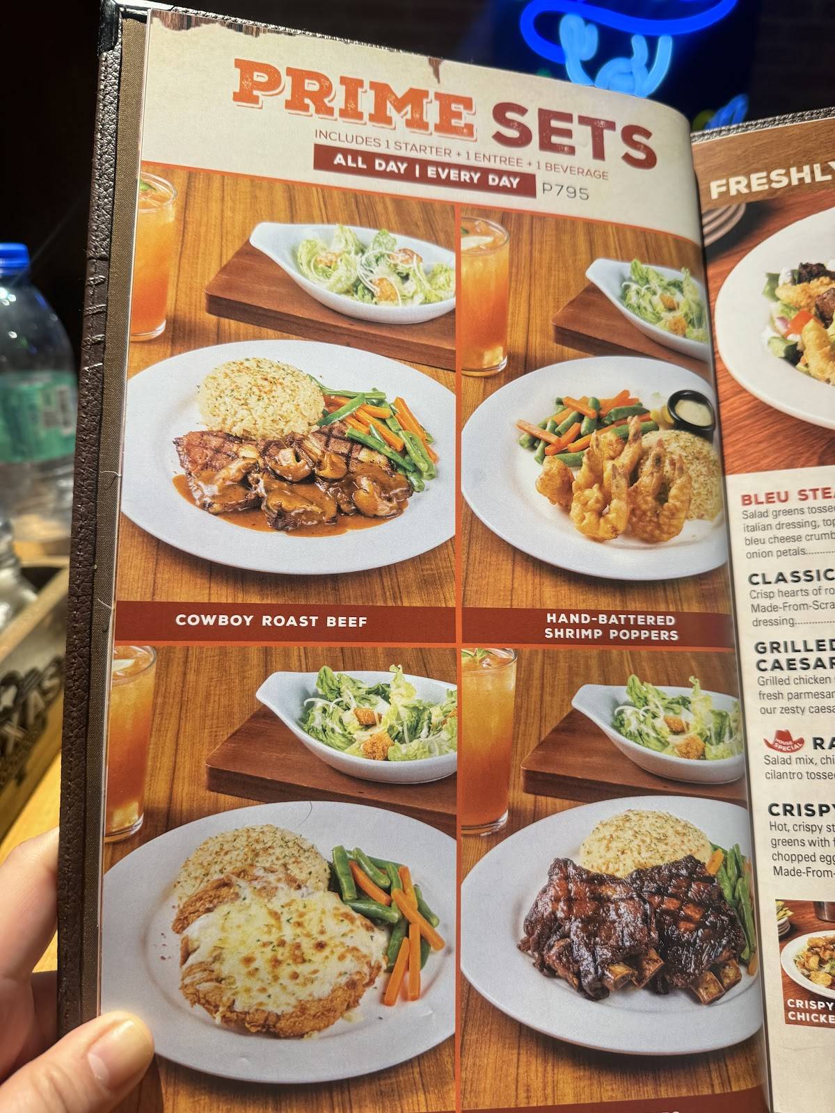 Menu at Texas Roadhouse restaurant, Cebu City