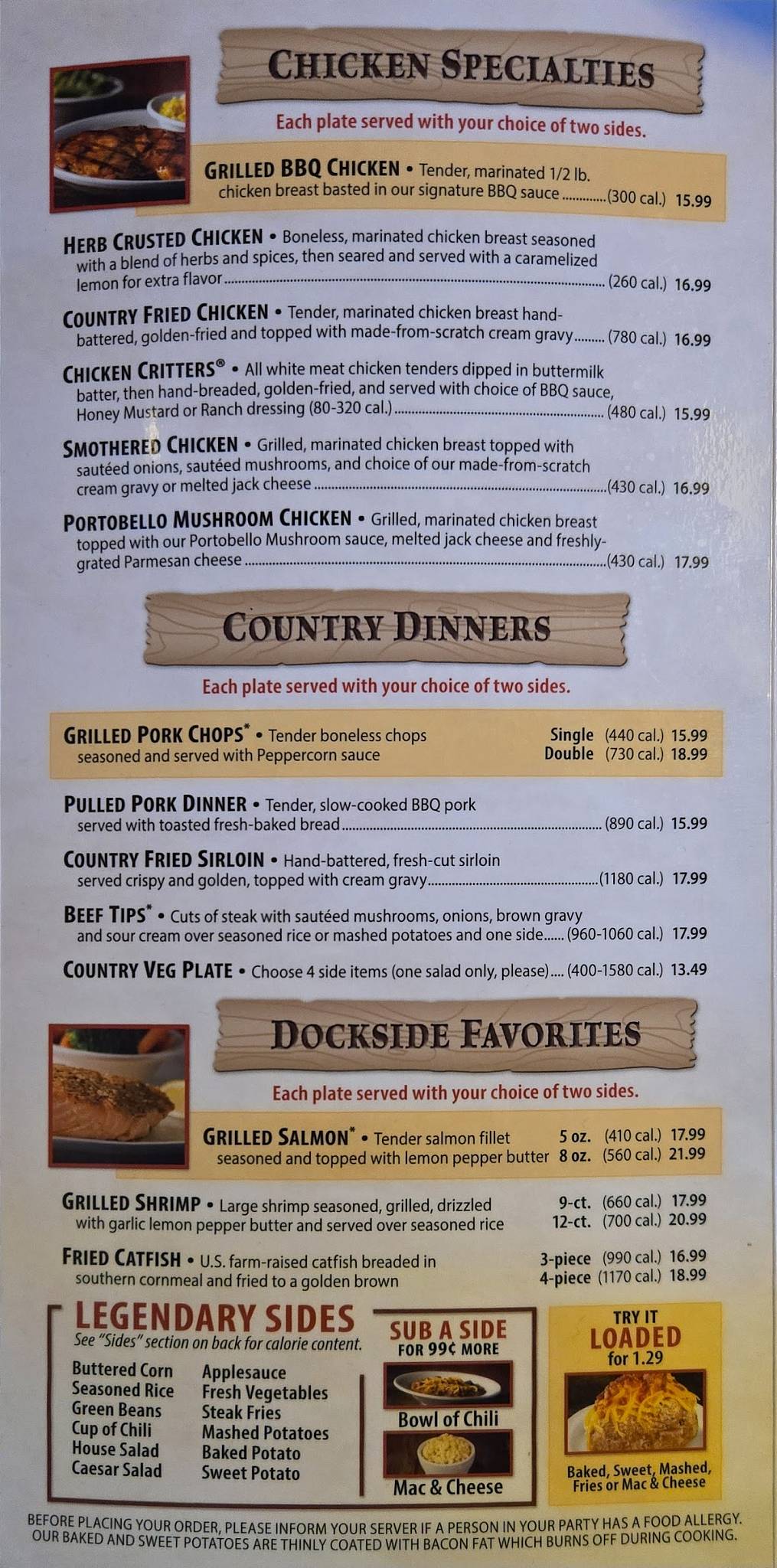 Menu at Texas Roadhouse steakhouse, Apple Valley